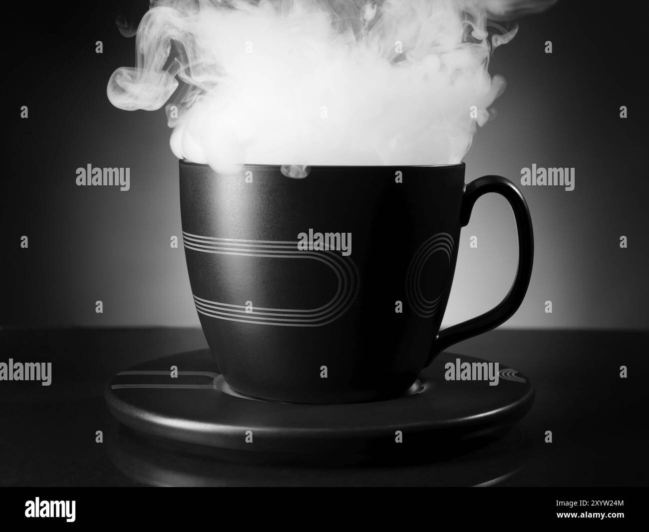 Closeup steaming hot tea Black and White Stock Photos & Images - Alamy