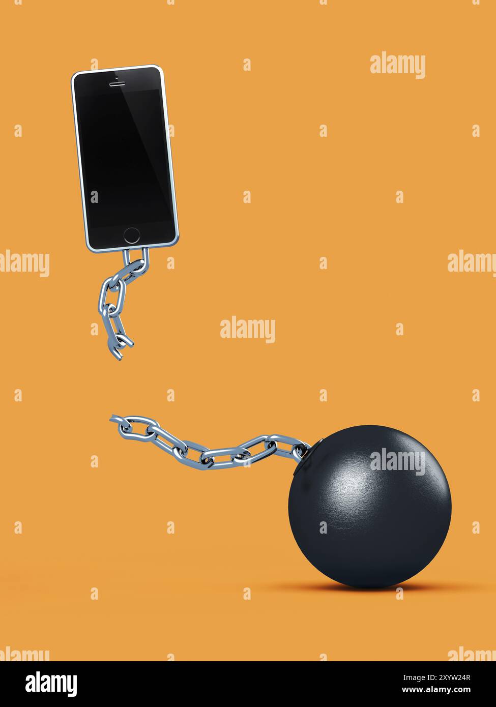 Cellphone breaking away from ball and chain, breaking a contract ...