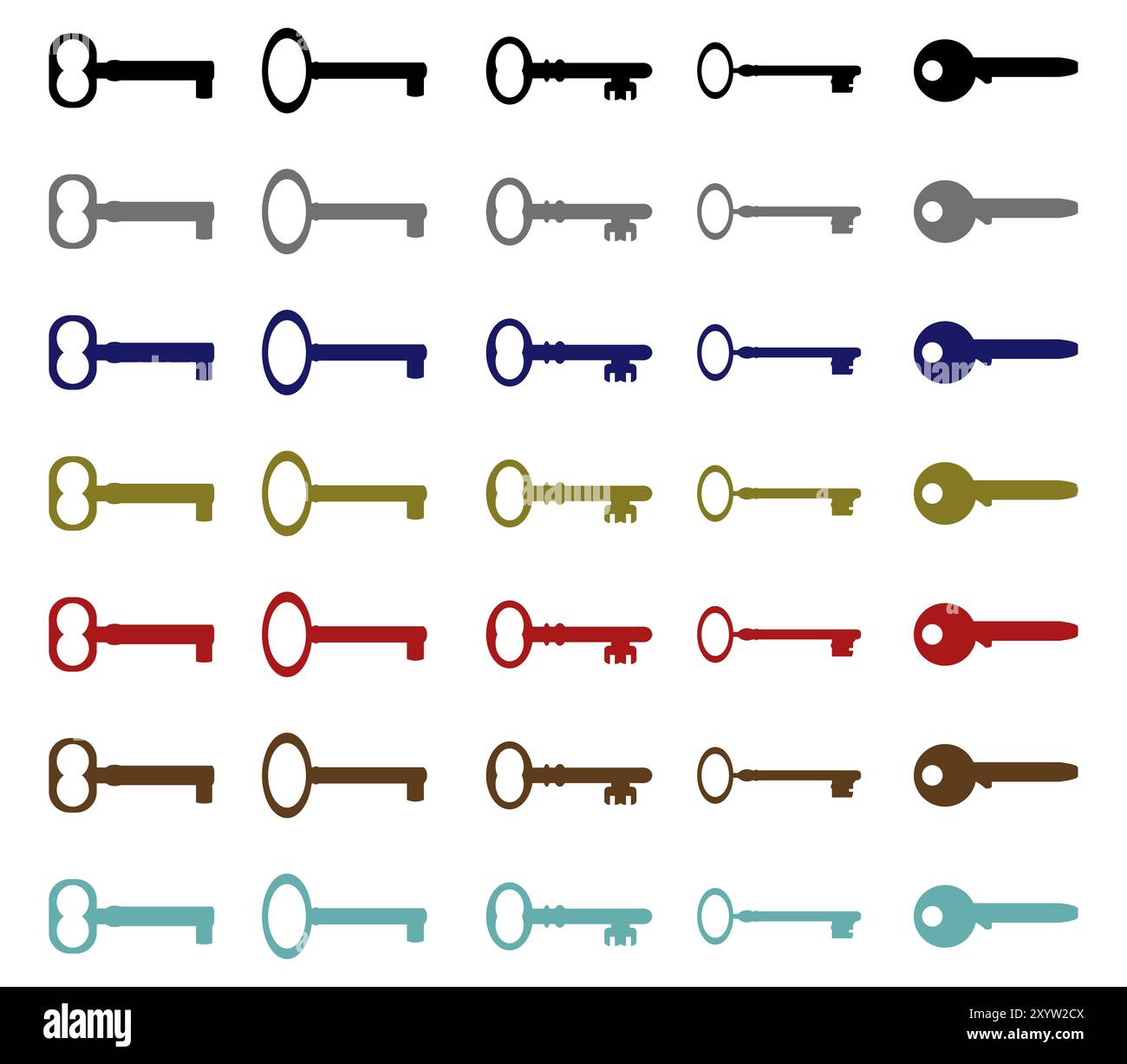 Key icons illustrated in vector on white background Stock Photo - Alamy