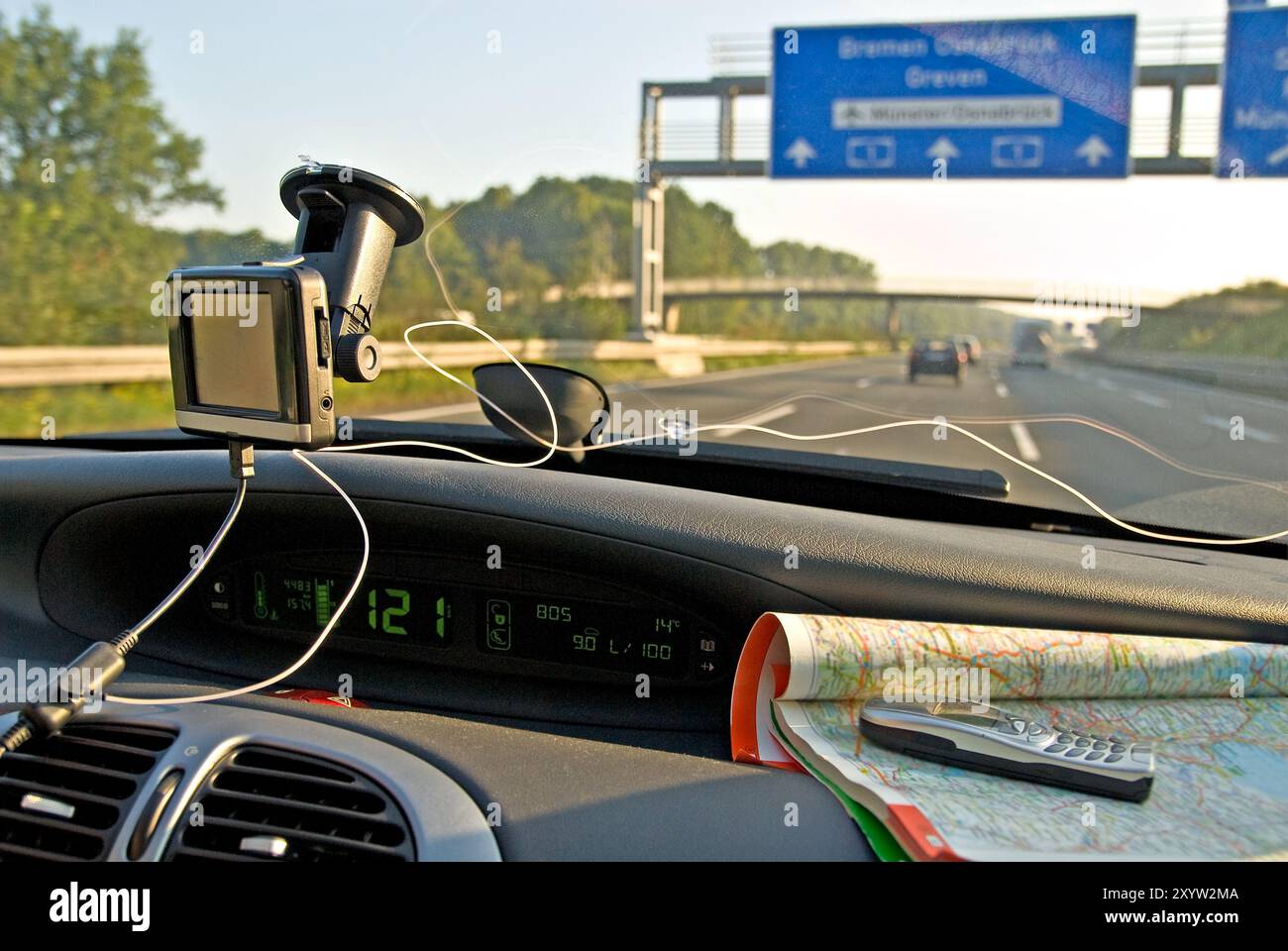 View through the windscreen of a car while driving Stock Photo - Alamy