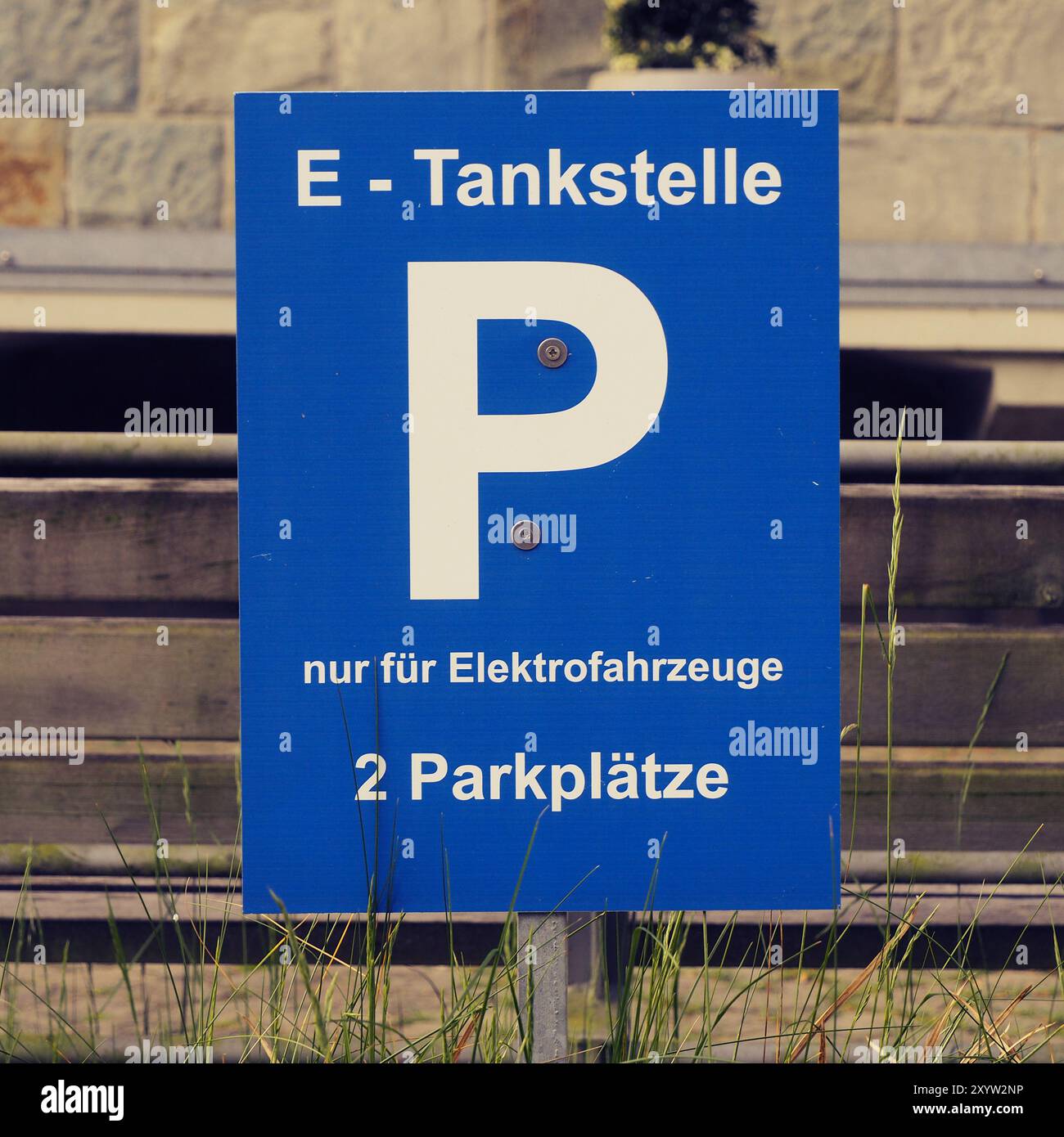 Electric mobility charging point, German parking sign, zero emission ...