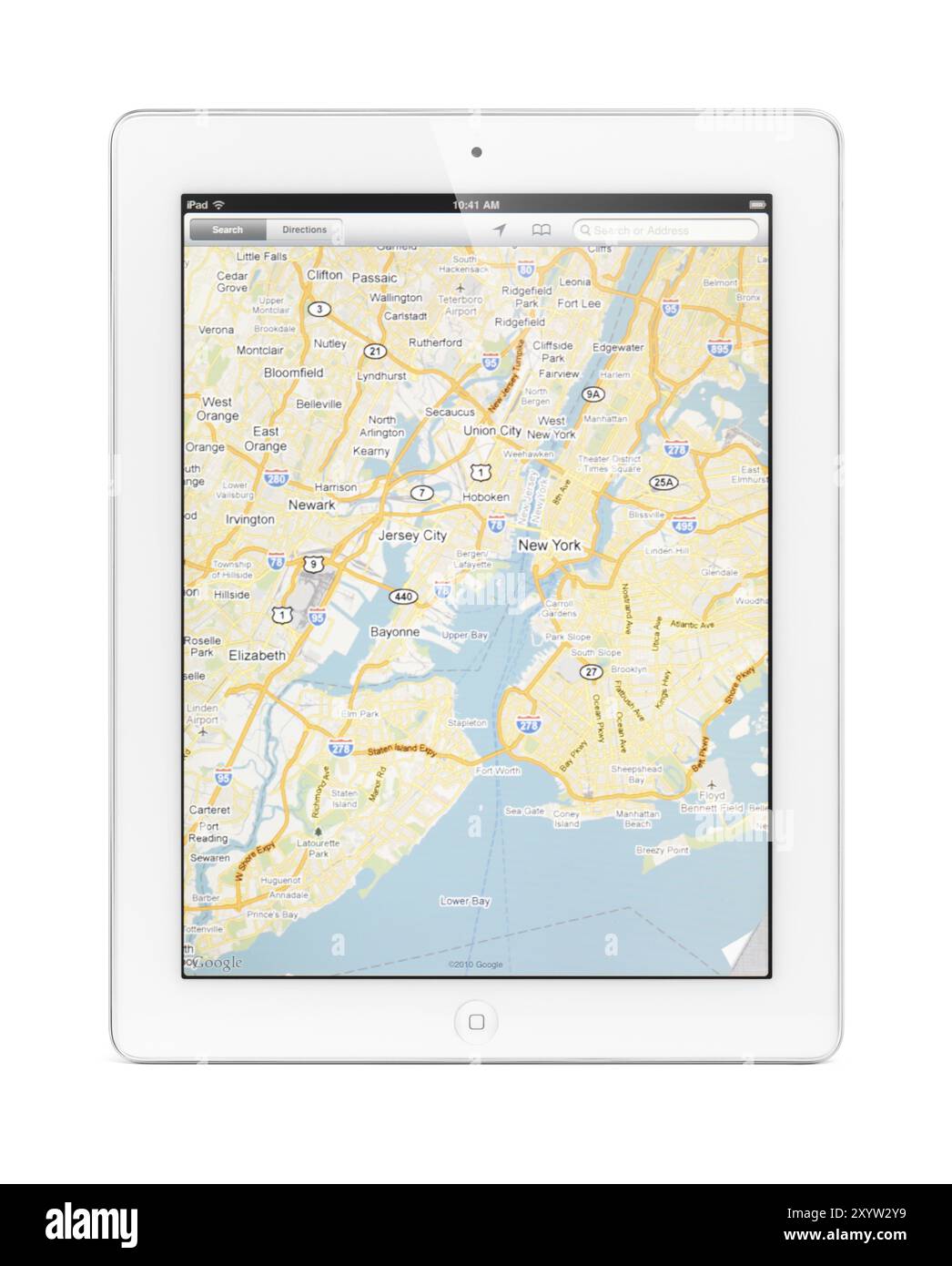 Apple iPad 2 tablet computer with a map of New York by Google Maps on ...