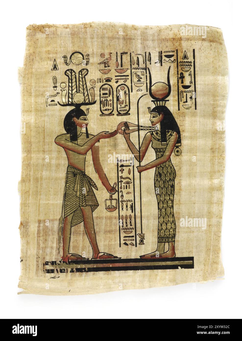 Egyptian painting artwork of Cleopatra and a pharaoh antique art on ...