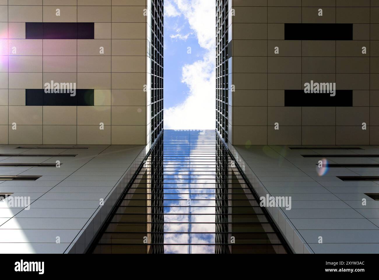 View through the roof construction of a high-rise building Stock Photo ...