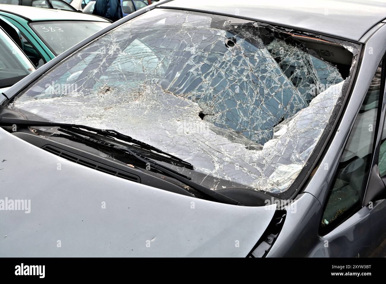 Crashed car in a scrapyard Stock Photo - Alamy