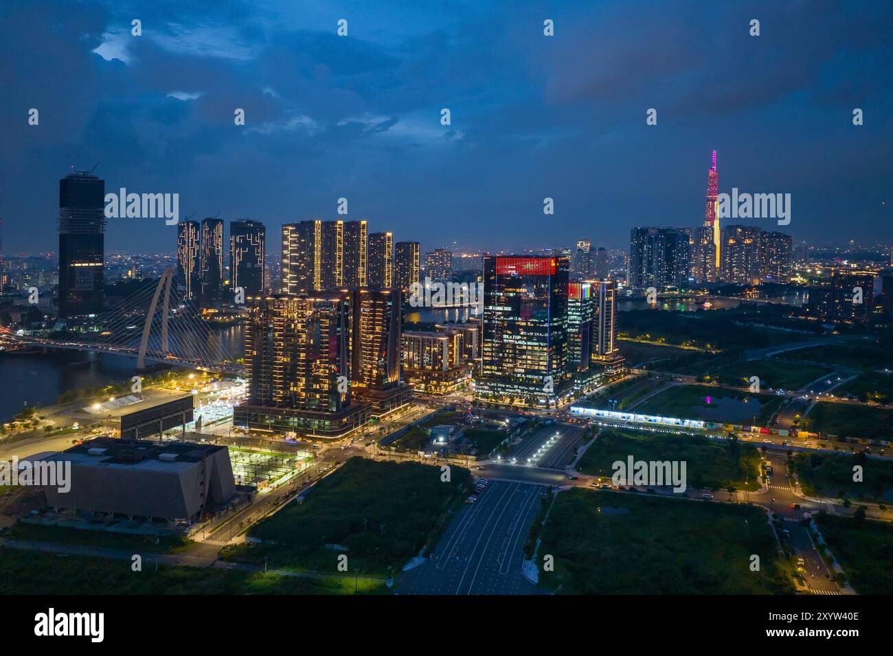 Nha Rong Port in night. Ho Chi Minh city. Vietnam Stock Photo - Alamy