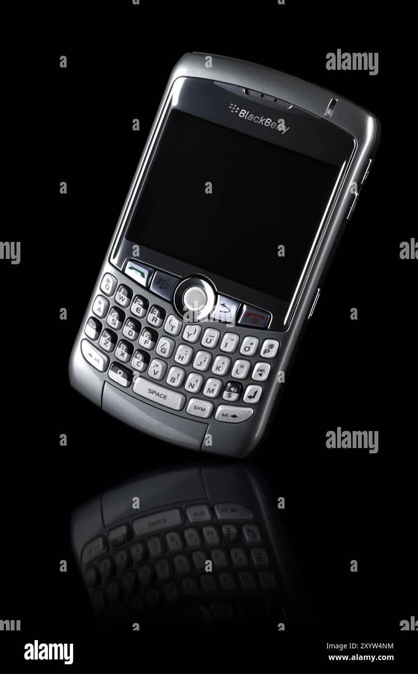 BlackBerry 8310 Curve stylish smartphone Isolated silhouette on black ...