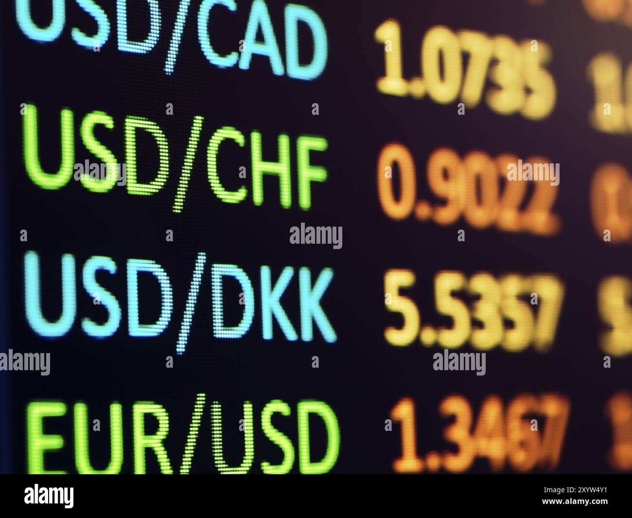 Forex currency exchange rates on electronic display closeup Stock Photo ...