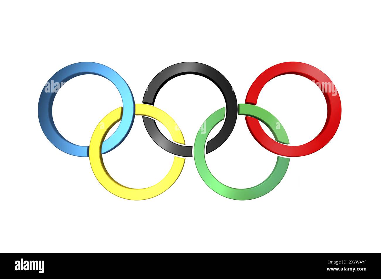 3D illustration of Olympic rings in their symbolic colors isolated on ...