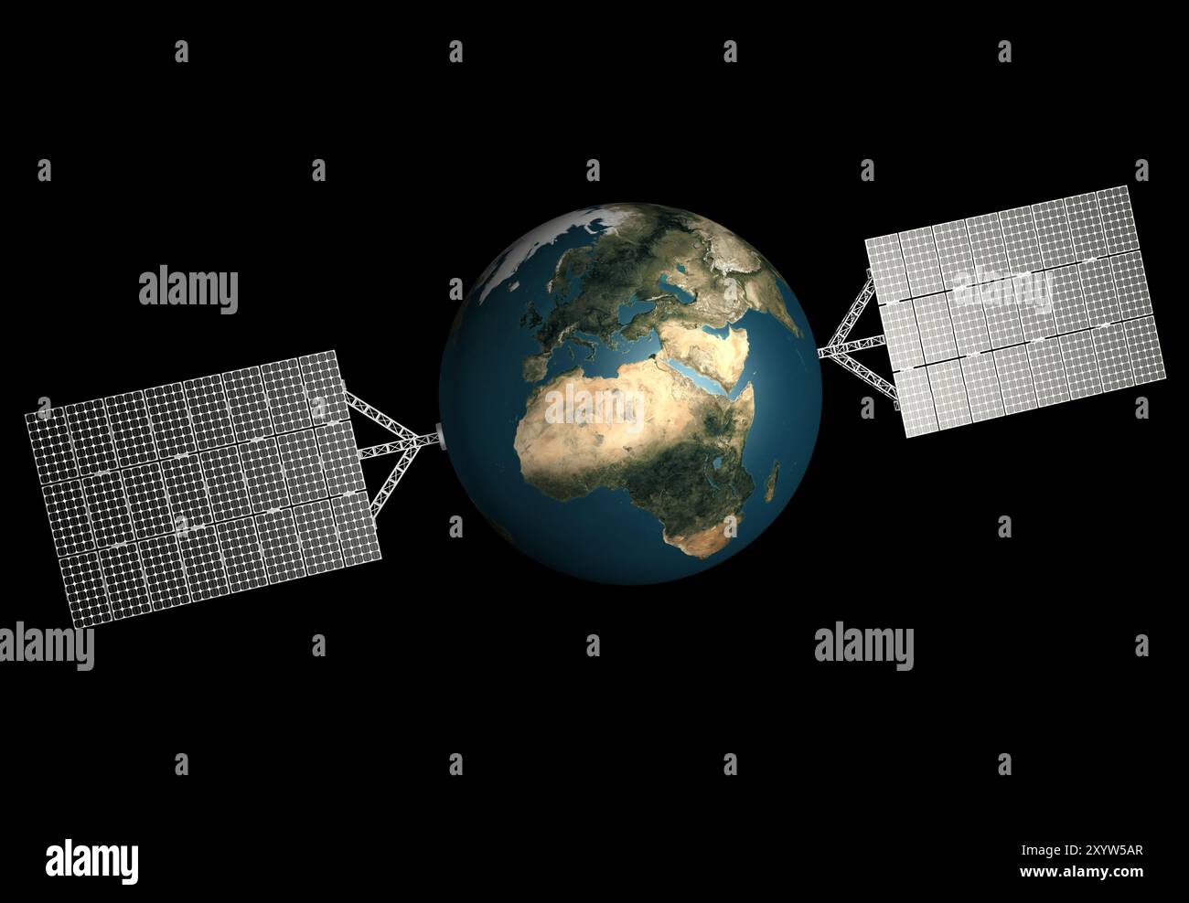 Planet Earth with solar panels attached to it. Sustainable power ...