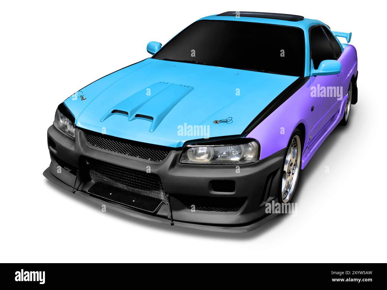 Custom yellow race car, sports car, isolated on white Stock Photo - Alamy