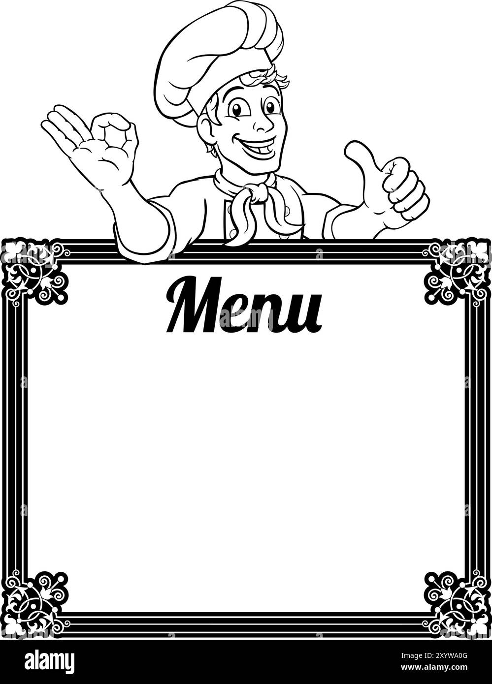 Chef Cook Baker Cartoon Man Menu Sign Background Stock Vector Image ...