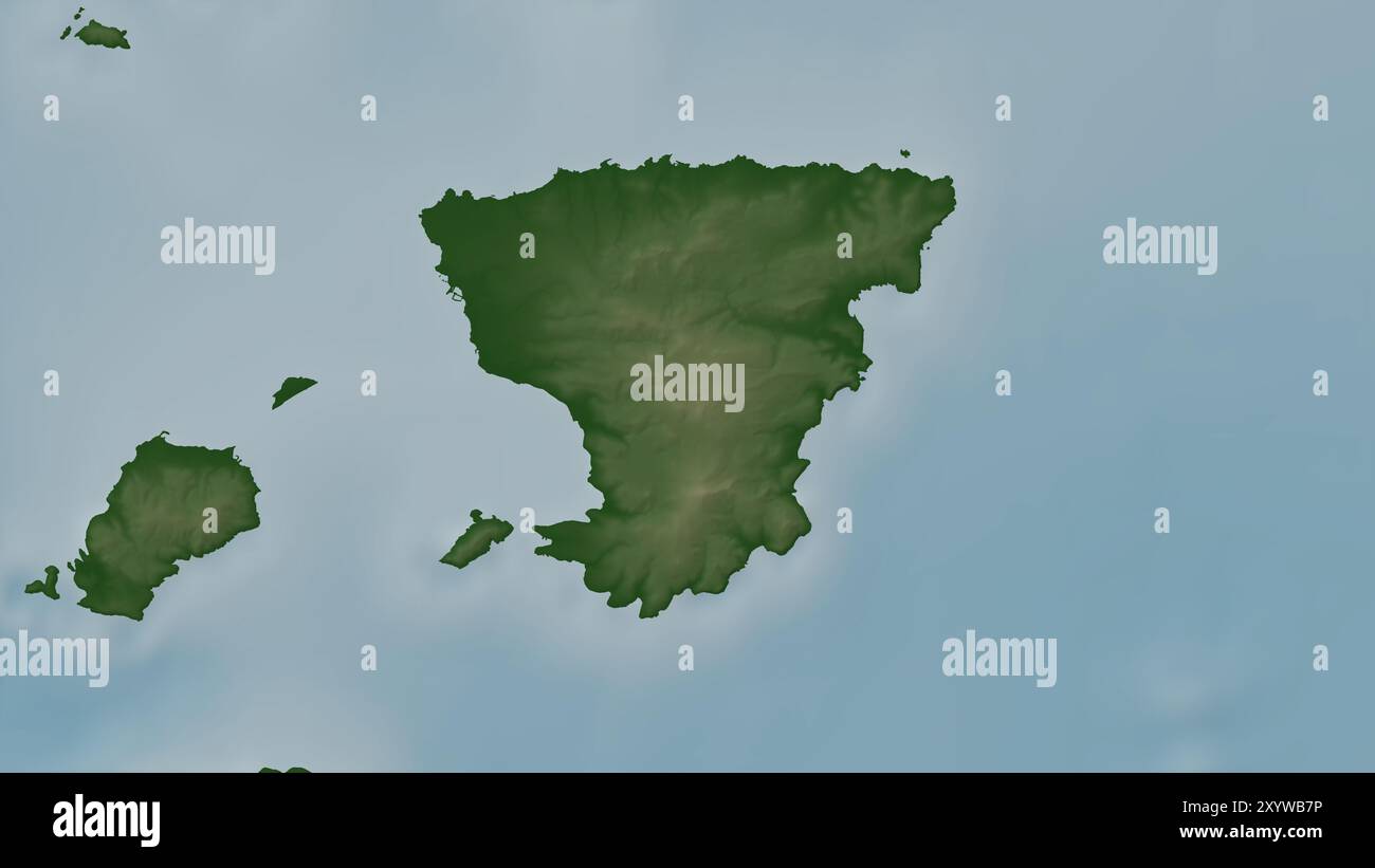 Aegina Island in the Aegean Sea on a colored elevation map Stock Photo ...