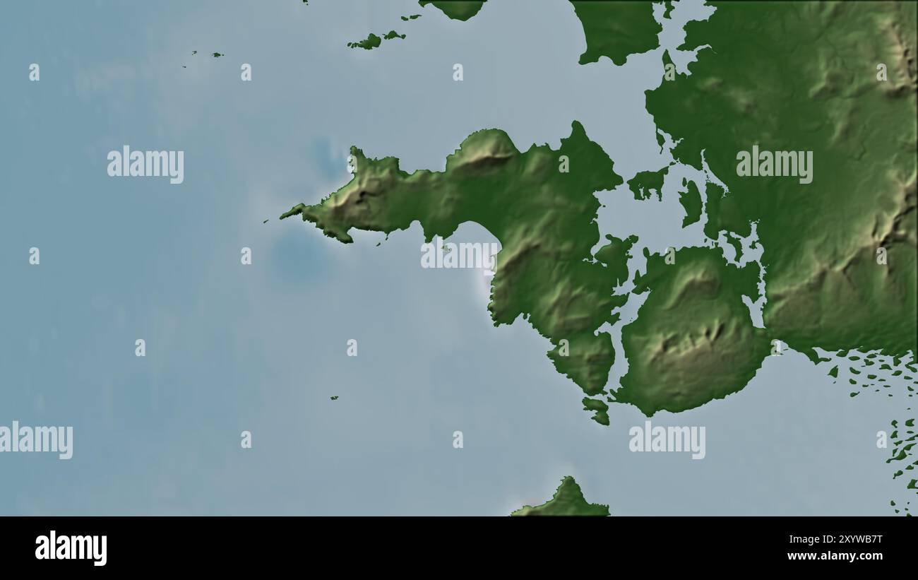Achill Island in the North Atlantic Ocean on a colored elevation map ...
