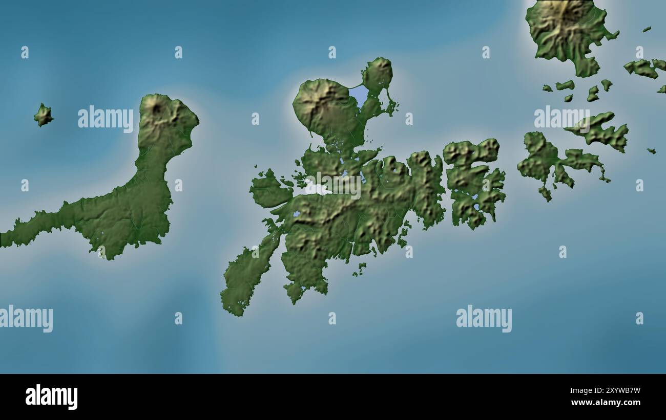 Adak Island in the Bering Sea on a colored elevation map Stock Photo ...