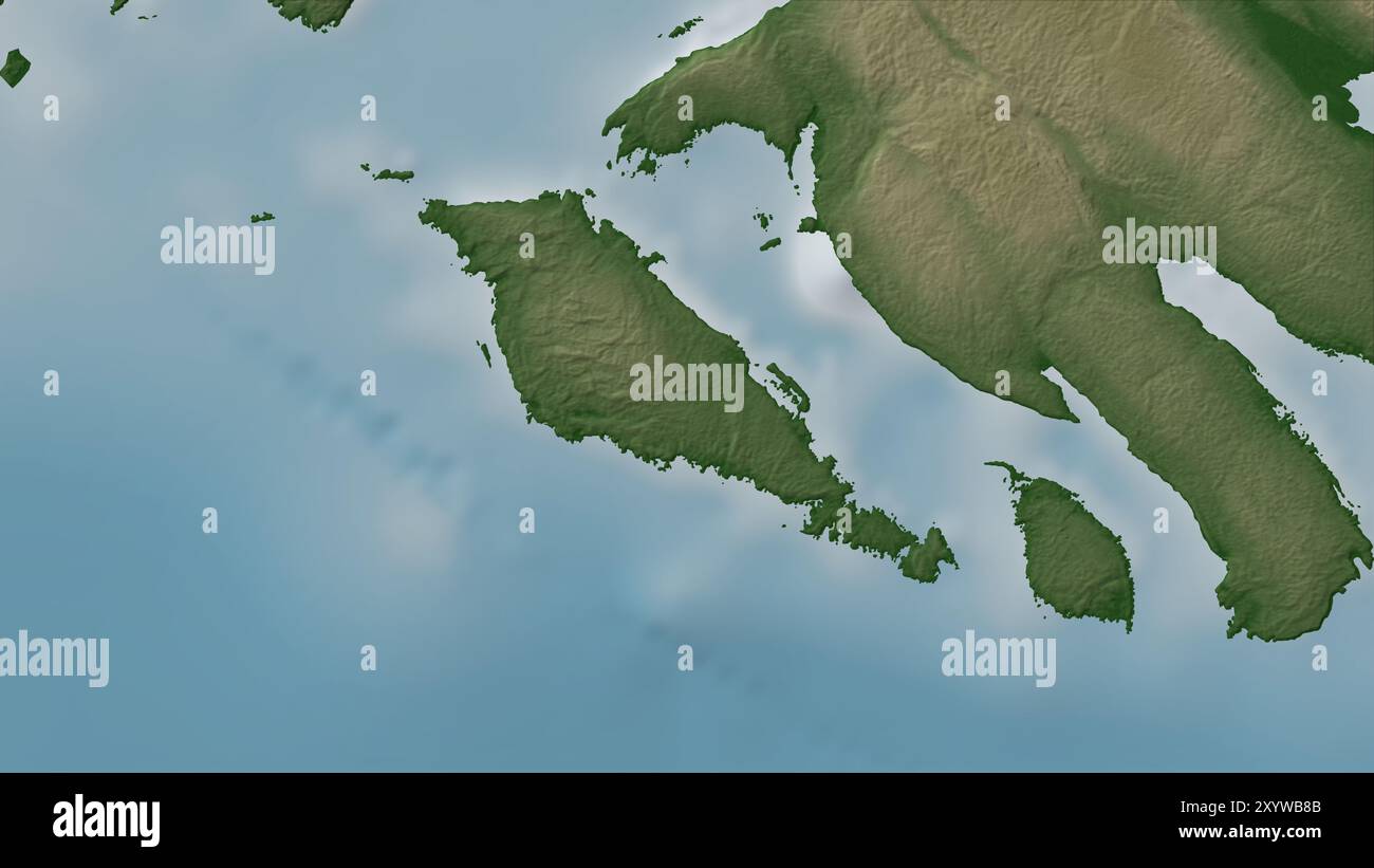 Pulau Aiduma in the Arafura Sea on a colored elevation map Stock Photo ...