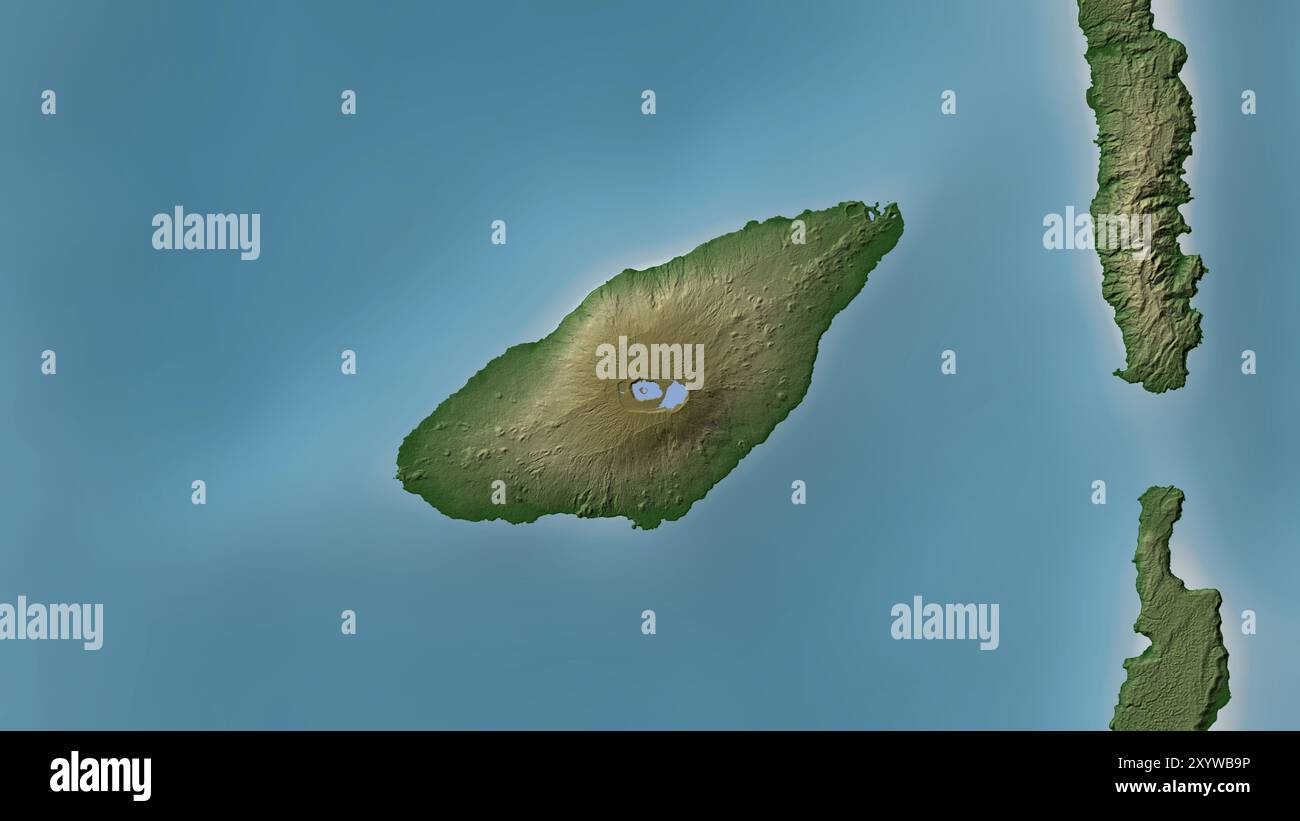 Ambae Island in the Coral Sea on a colored elevation map Stock Photo ...