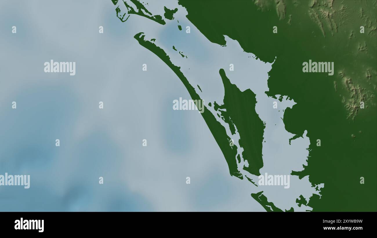 Isla Altamura in the Gulf of California on a colored elevation map ...