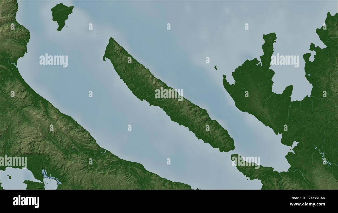 Alabat Island in the Philippine Sea on a colored elevation map Stock ...