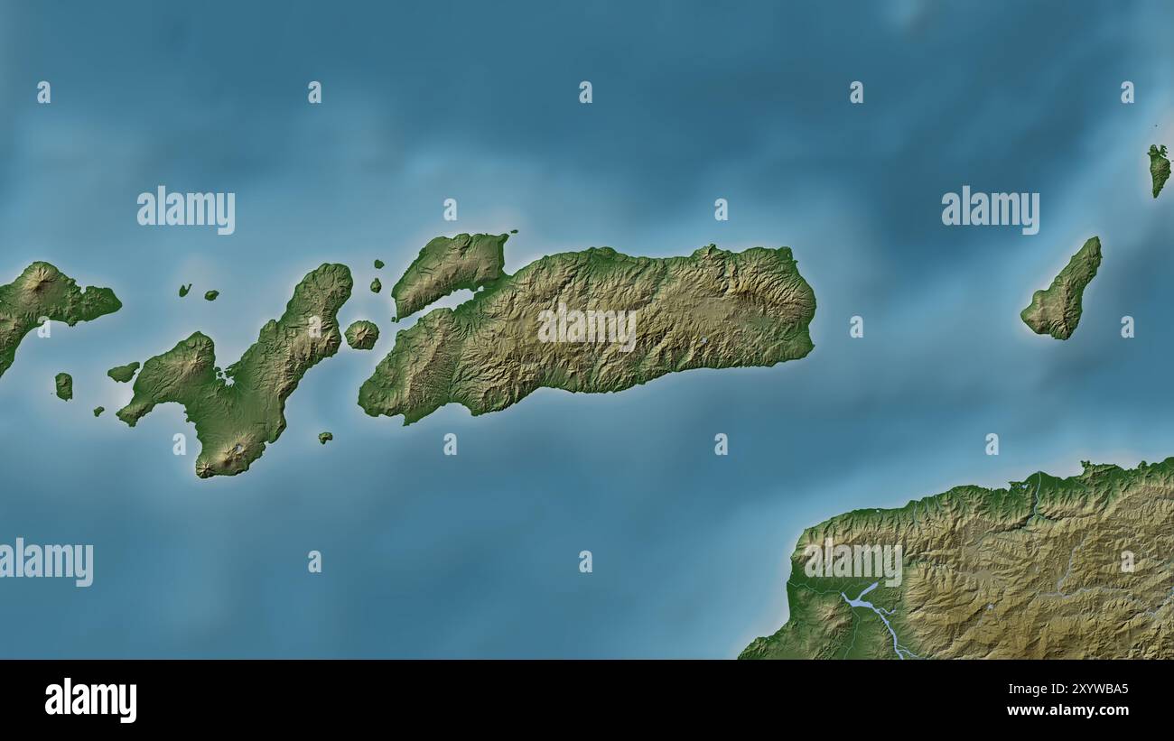 Pulau Alor in the Savu Sea on a colored elevation map Stock Photo - Alamy