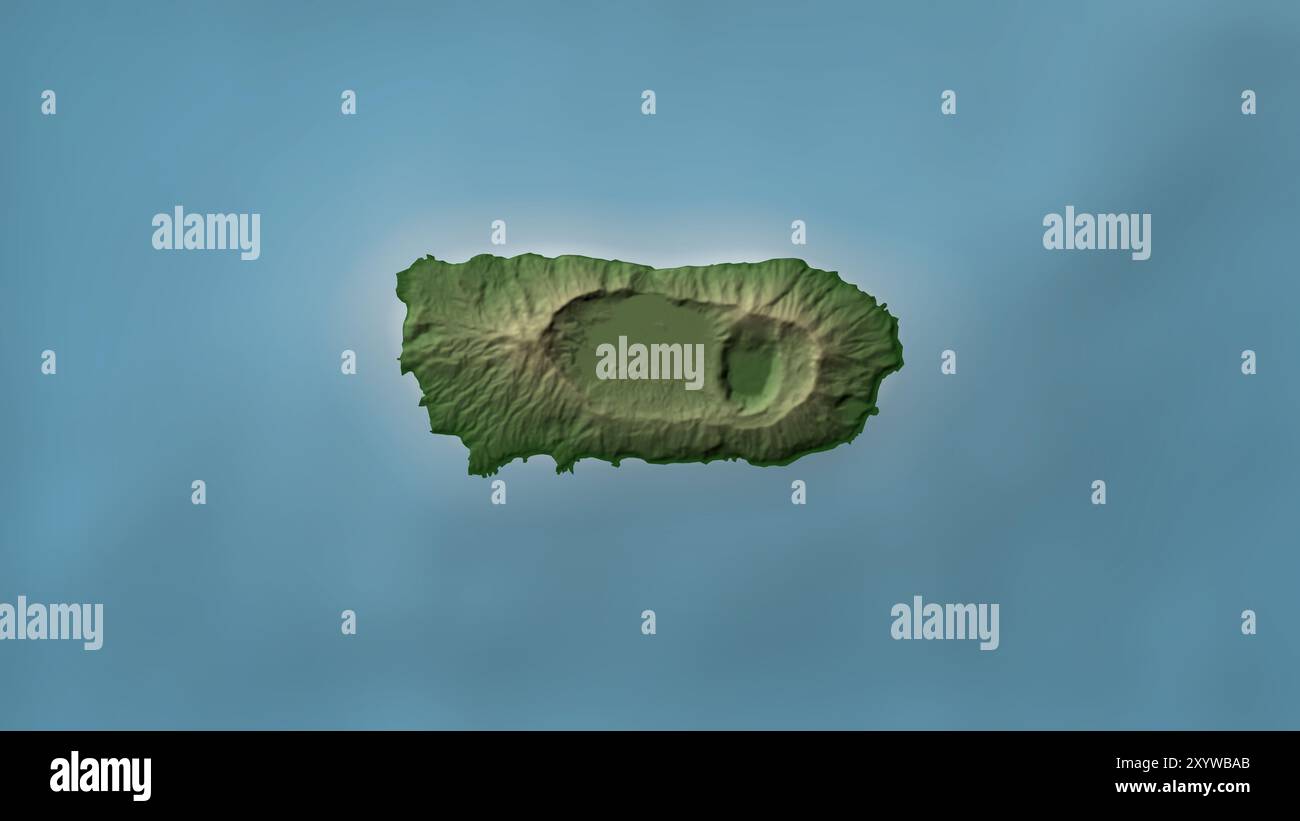 Anatahan Island in the Philippine Sea on a colored elevation map Stock ...