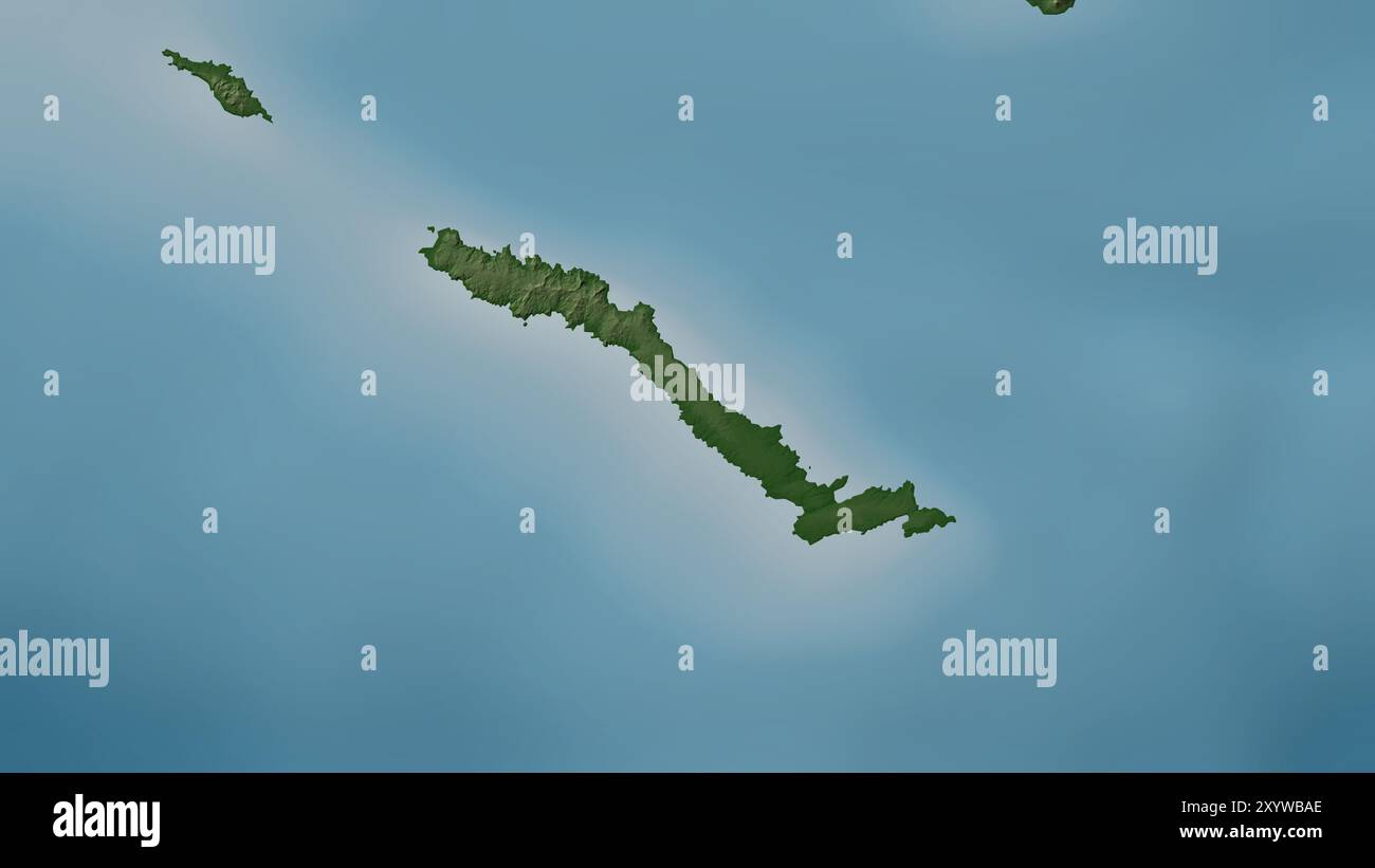 Amchitka Island in the Bering Sea on a colored elevation map Stock ...