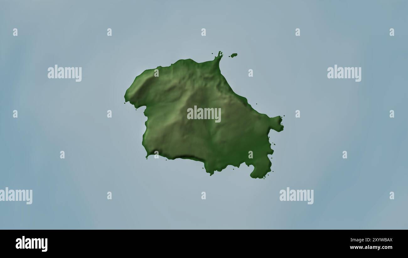 Andronica Island in the Gulf of Alaska on a colored elevation map Stock ...