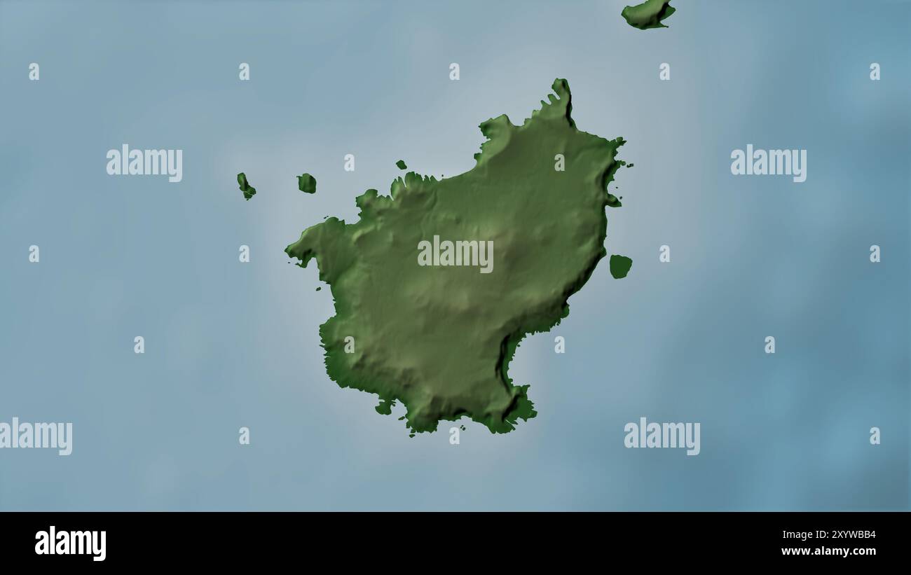 Antipodes Island in the South Pacific Ocean on a colored elevation map ...