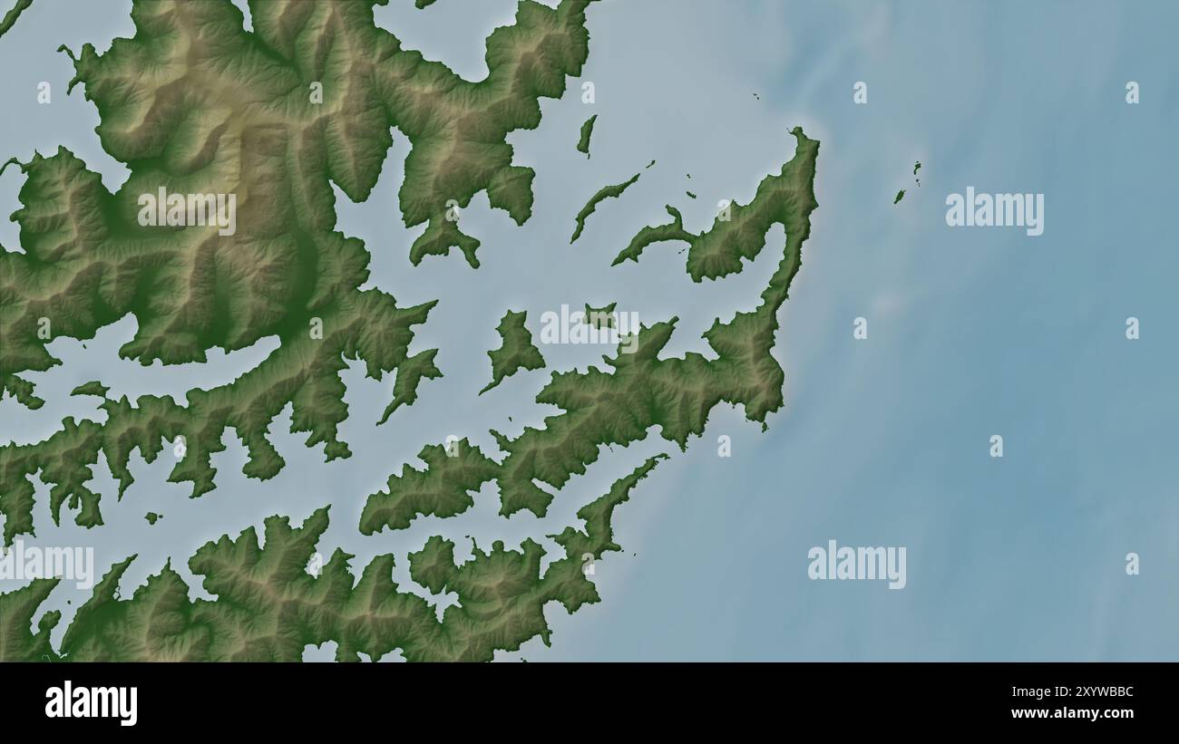 Arapawa Island in the Tasman Sea on a colored elevation map Stock Photo ...