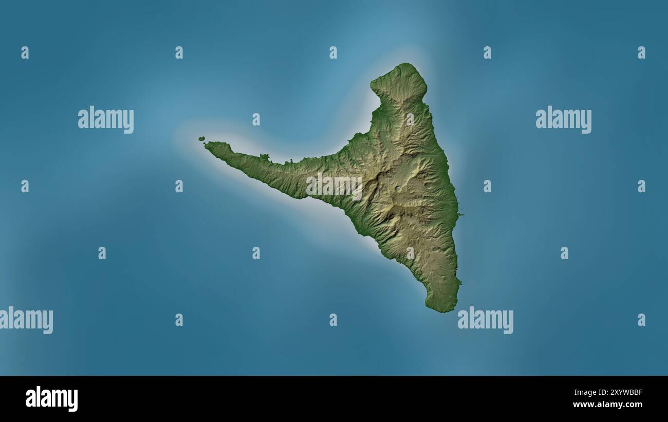 Anjouan Island in the Mozambique Channel on a colored elevation map ...