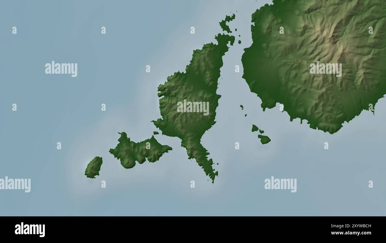 Antiparos Island in the Aegean Sea on a colored elevation map Stock ...