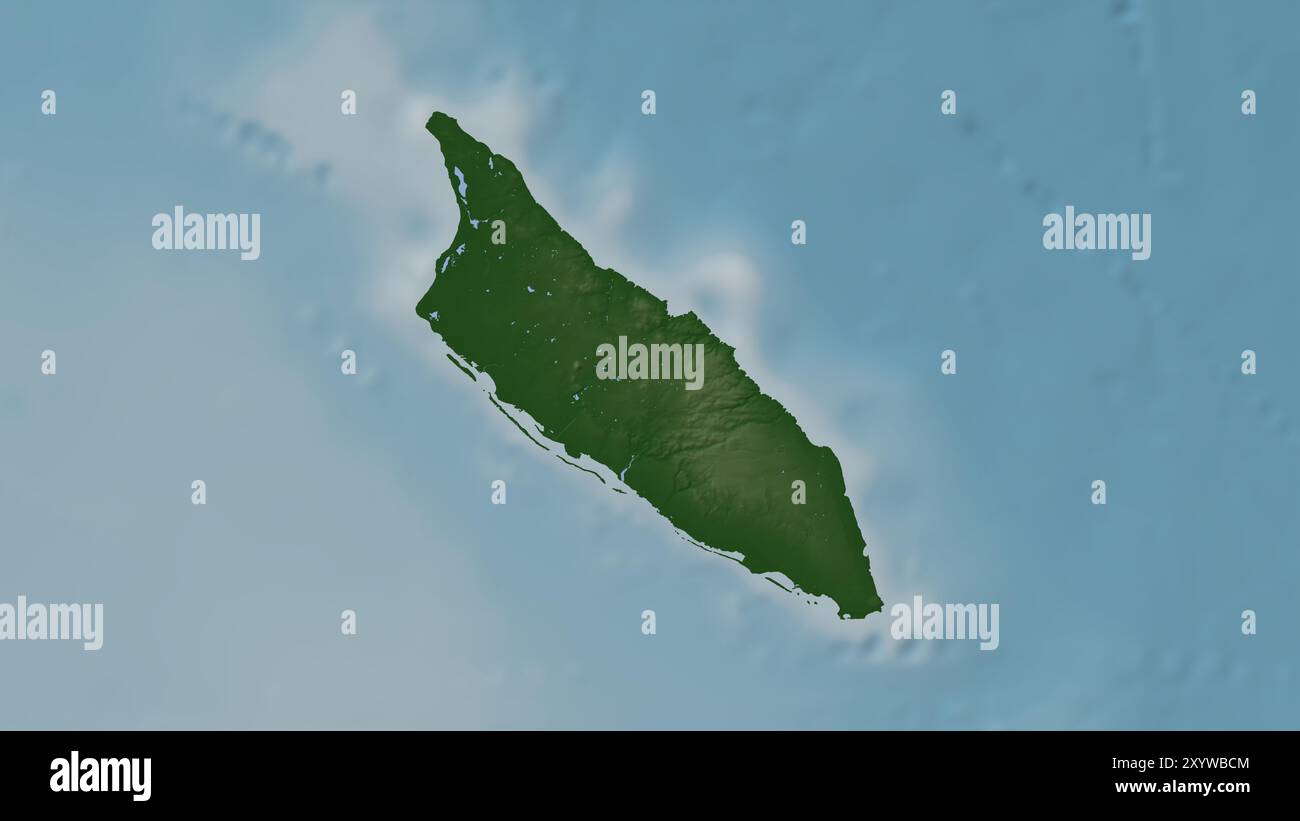 Aruba Island in the Caribbean Sea on a colored elevation map Stock ...
