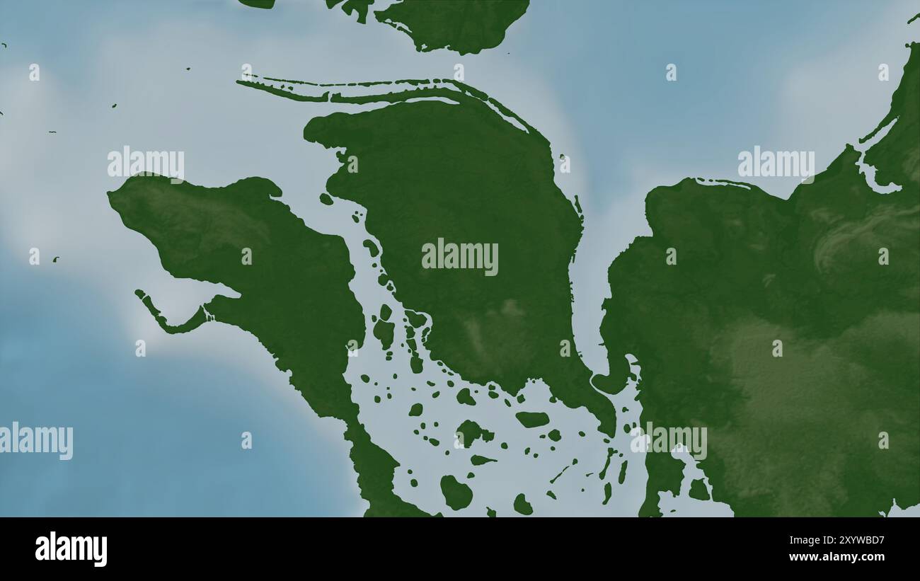 Arundel Island in the Solomon Sea on a colored elevation map Stock ...