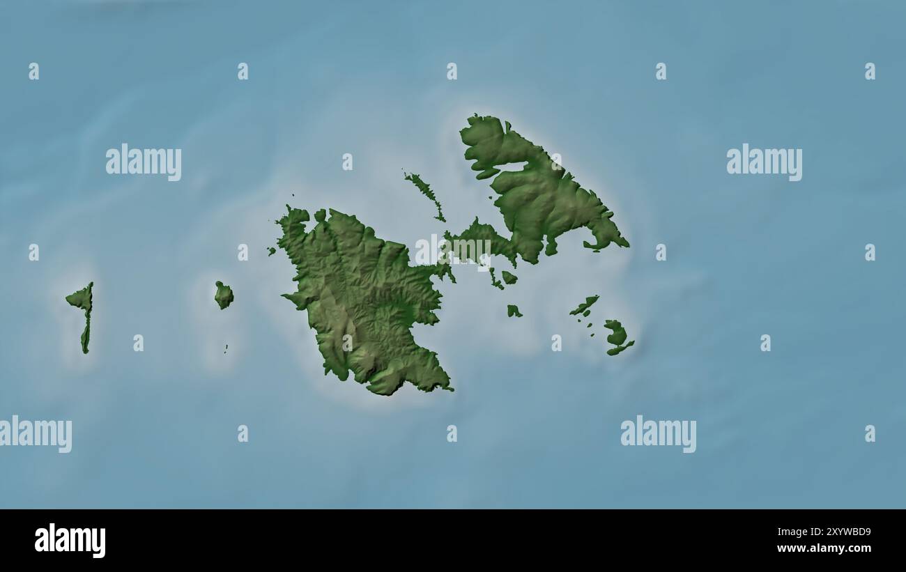 Astypalea Island in the Aegean Sea on a colored elevation map Stock ...