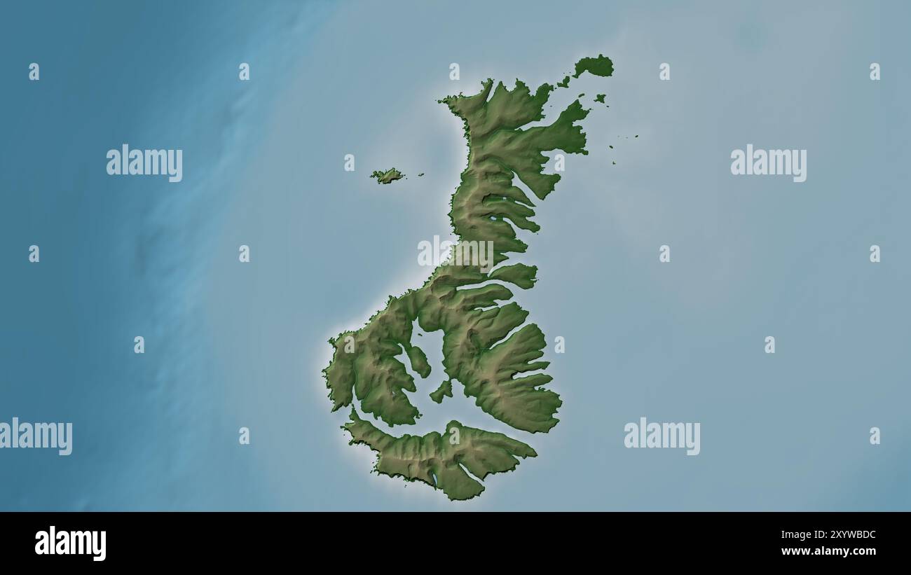 Auckland Island in the Tasman Sea on a colored elevation map Stock ...