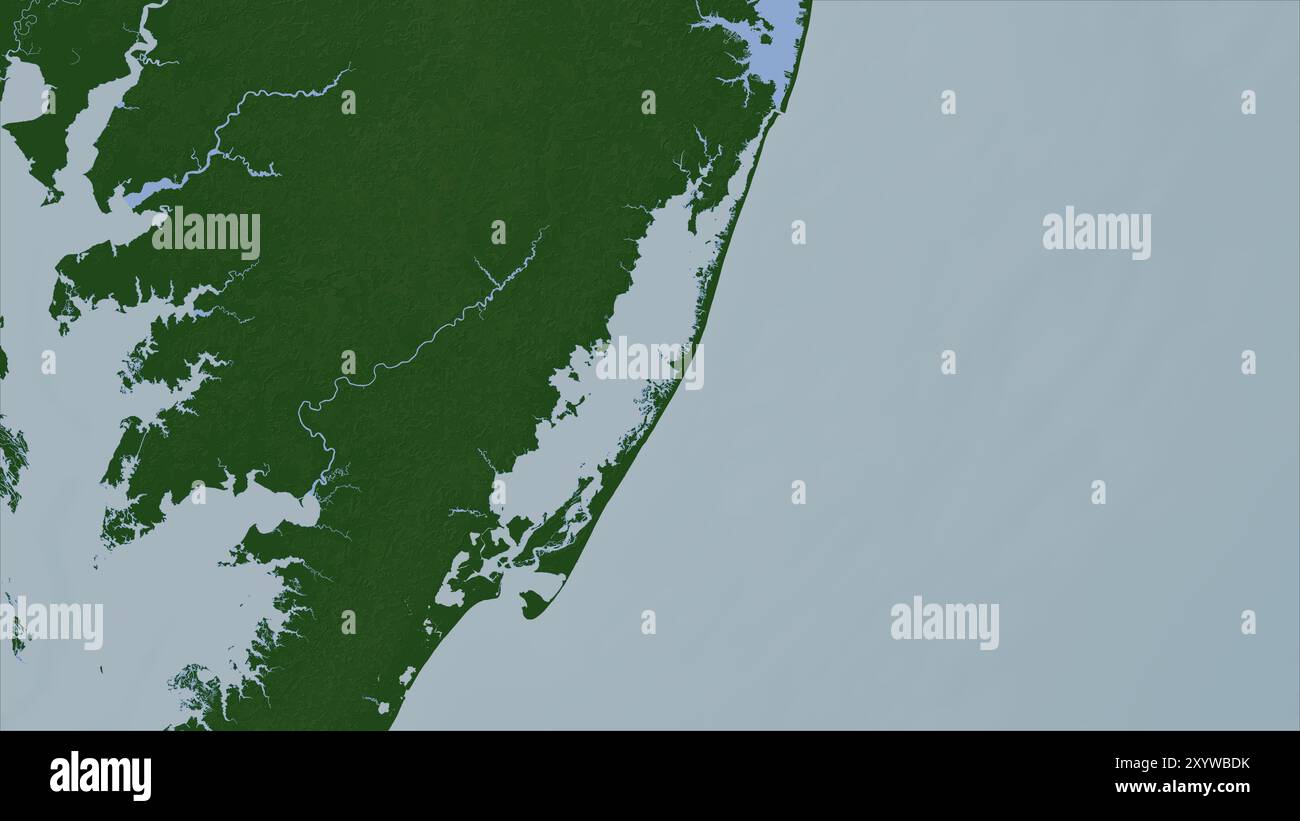 Assateague Island in the North Atlantic Ocean on a colored elevation ...
