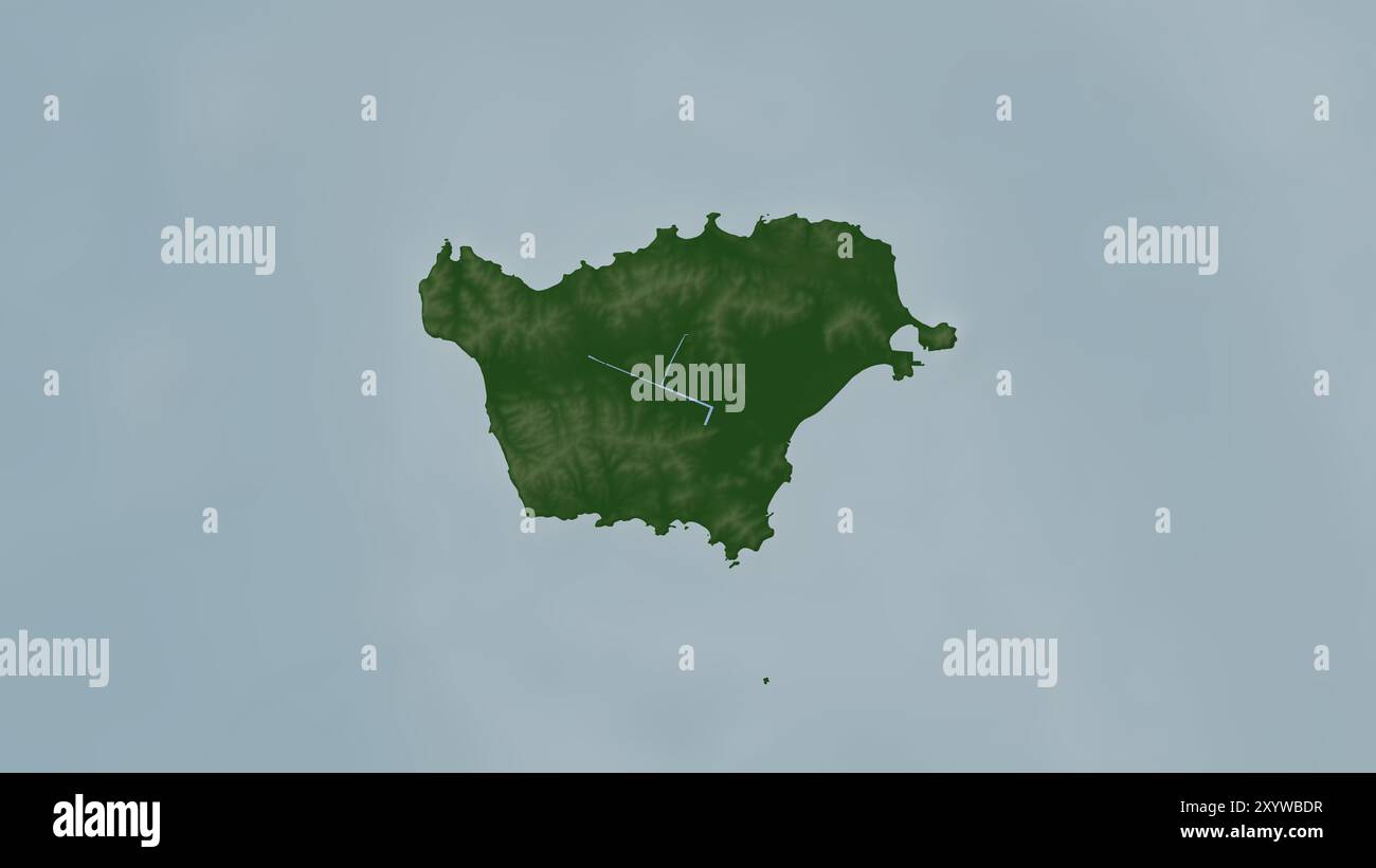Baengnyeongdo Island in the Yellow Sea on a colored elevation map Stock ...