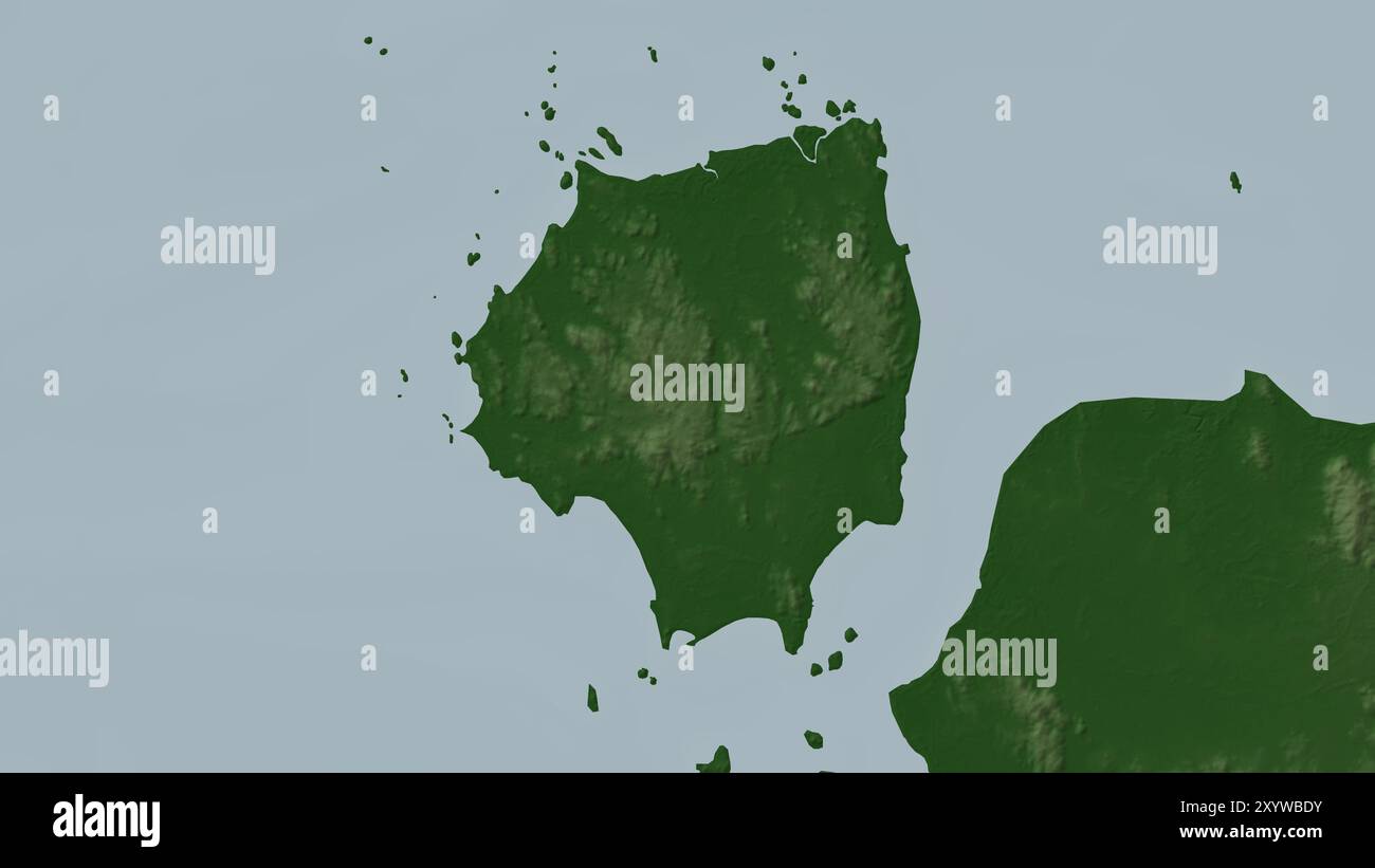 Badu Island in the Coral Sea on a colored elevation map Stock Photo - Alamy