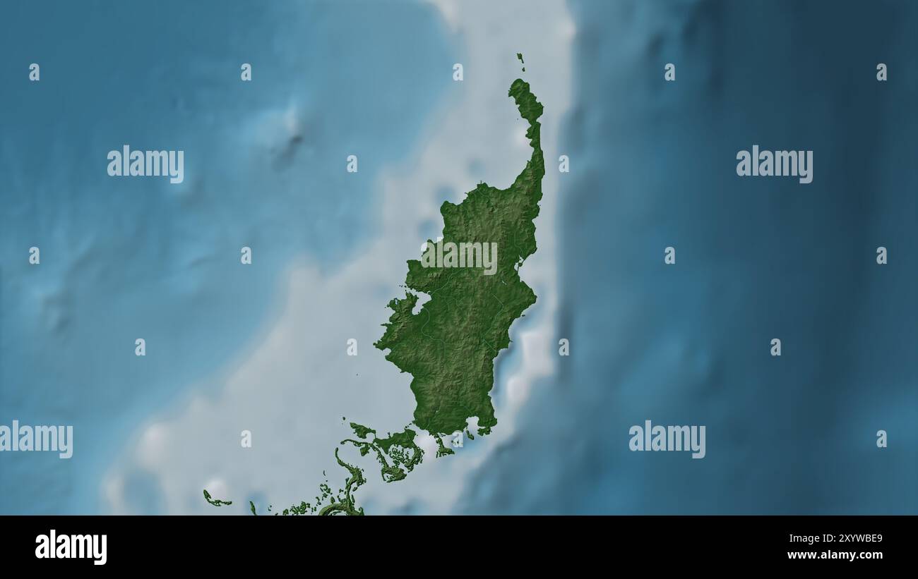 Babeldaob Island in the Philippine Sea on a colored elevation map Stock ...
