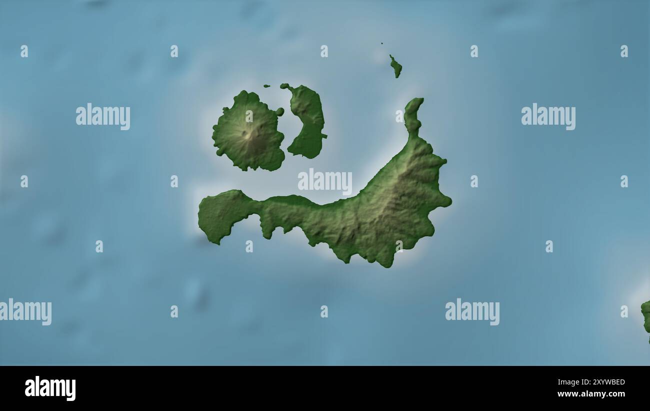 Pulau Banda Besar in the Banda Sea on a colored elevation map Stock ...