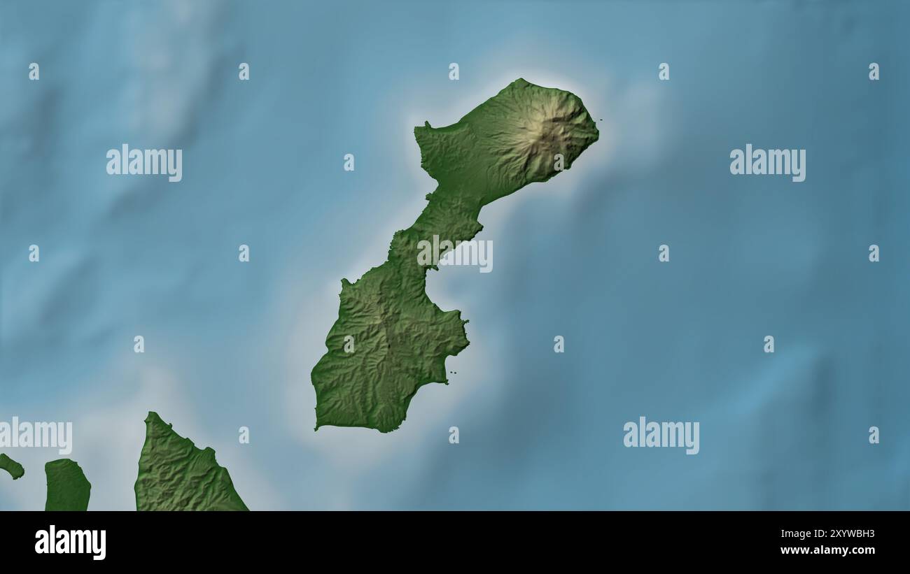 Batan Island in the South China Sea on a colored elevation map Stock ...