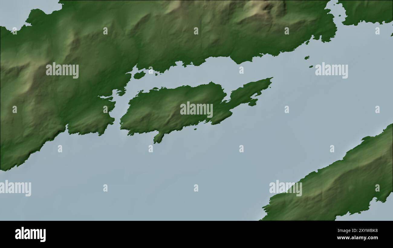Bere Island in the North Atlantic Ocean on a colored elevation map ...