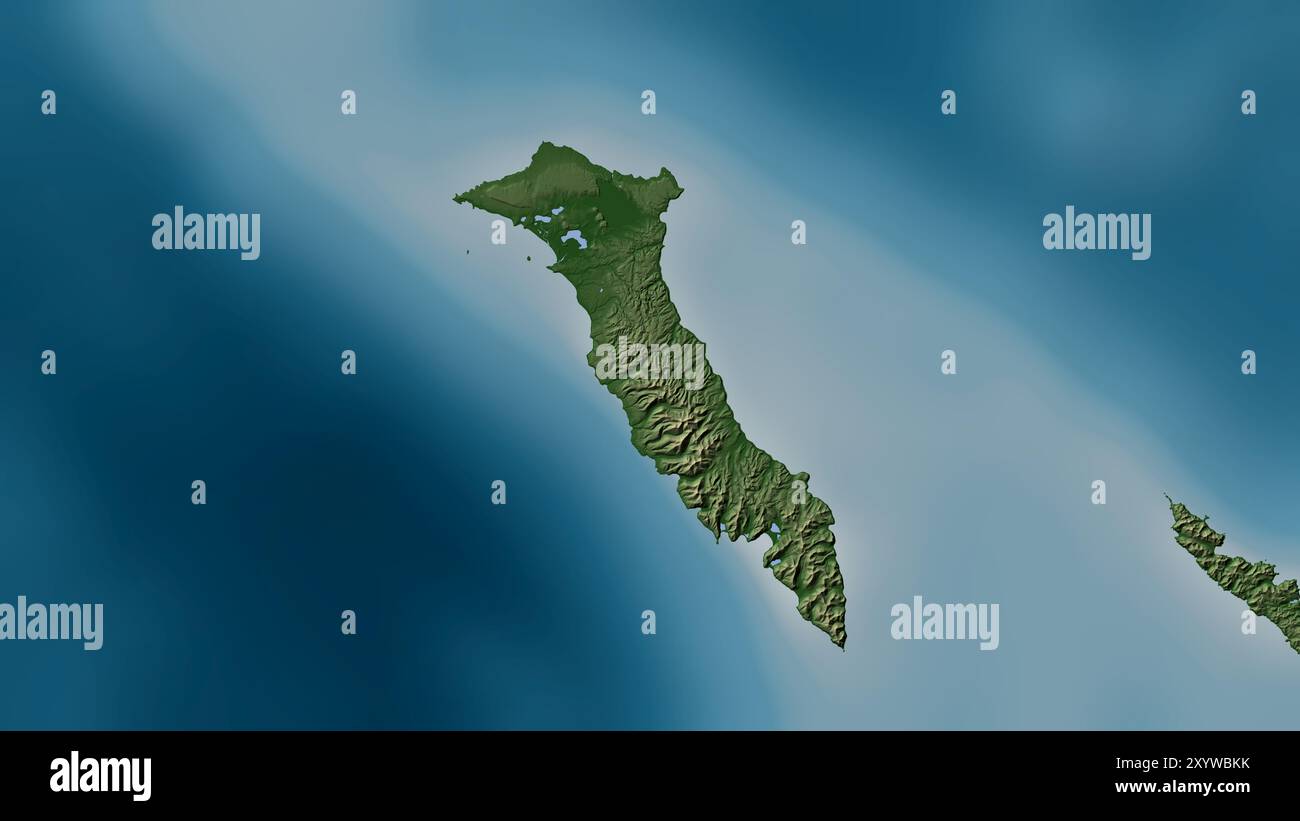 Bering Island in the Bering Sea on a colored elevation map Stock Photo ...