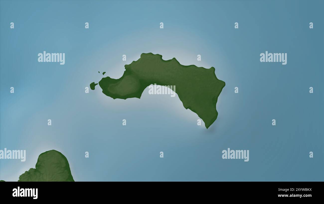 Boang Island in the South Pacific Ocean on a colored elevation map ...