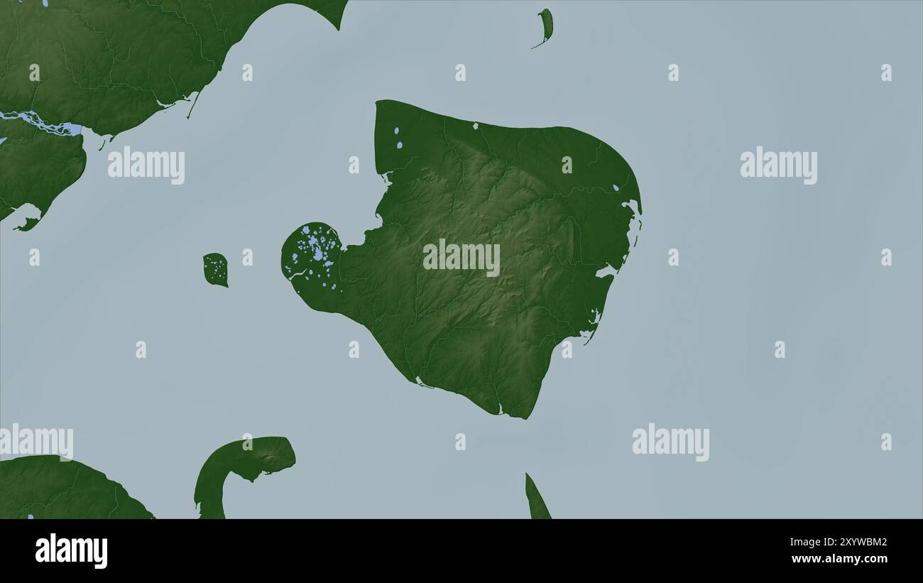 Bolshoy Begichev Island in the Laptev Sea on a colored elevation map ...