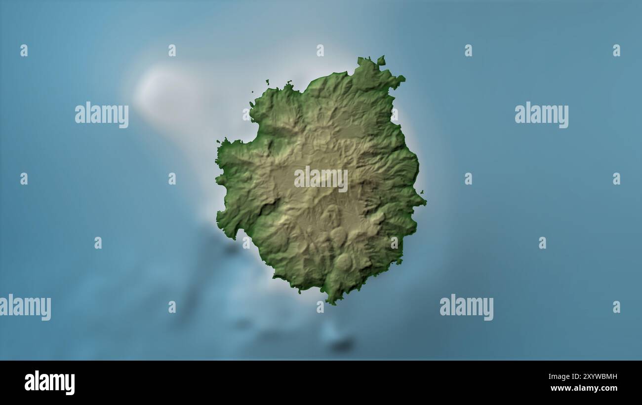 Brava Island in the North Atlantic Ocean on a colored elevation map ...