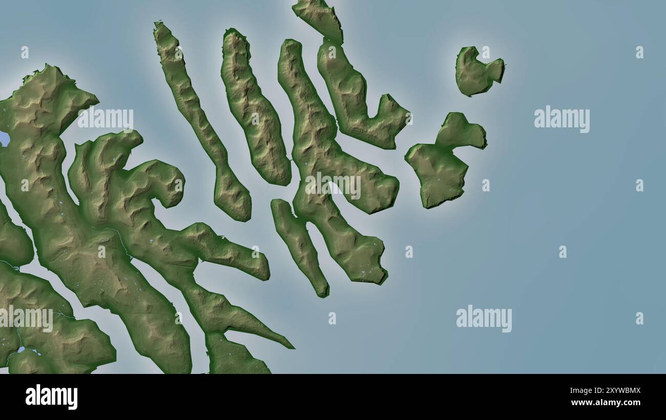 Boroy Island in the North Atlantic Ocean on a colored elevation map ...