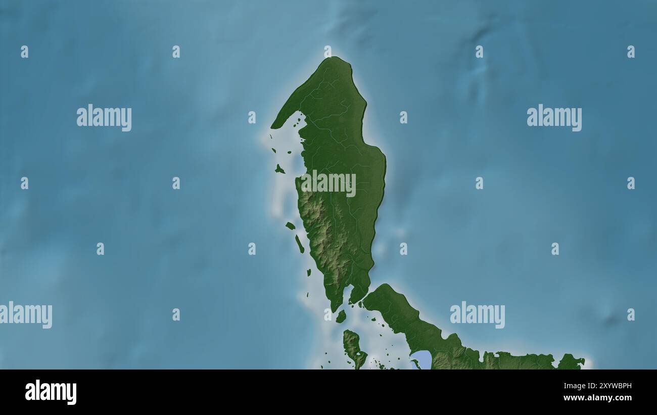 Buka Island in the Solomon Sea on a colored elevation map Stock Photo ...