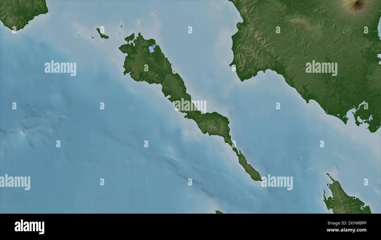Burias Island in the Philippine Sea on a colored elevation map Stock ...
