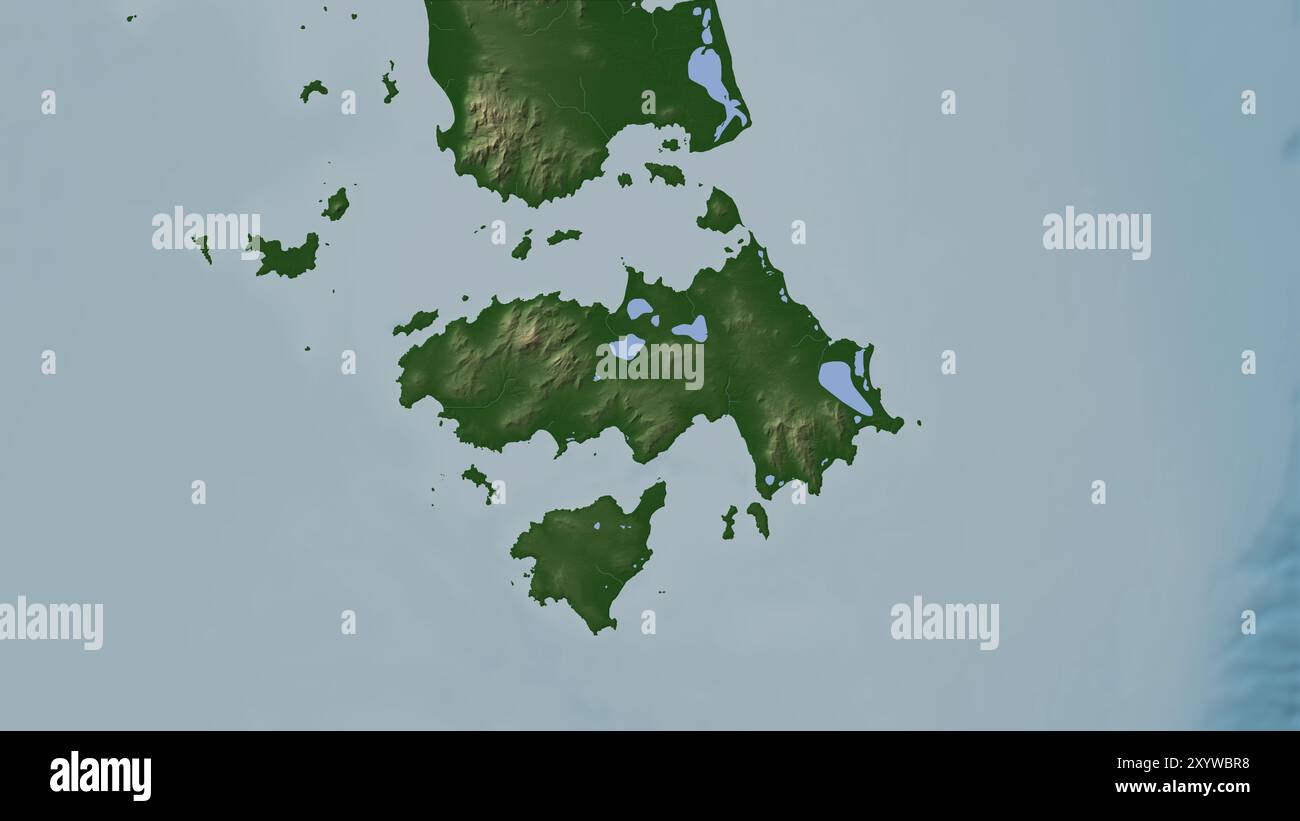 Cape Barren Island in the Bass Strait on a colored elevation map Stock ...